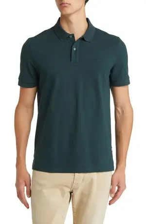 BOSS Pallas Cotton Polo Open Green