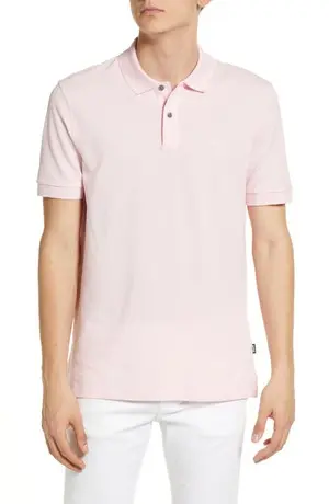 BOSS Pallas Cotton Polo Open Pink