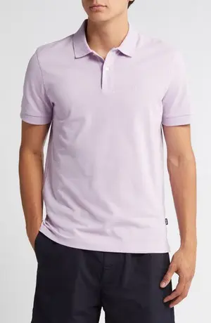BOSS Pallas Cotton Polo Open Purple