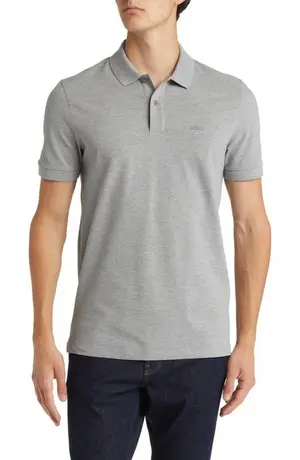 BOSS Pallas Cotton Polo - Silver