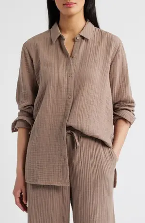 Eileen Fisher Organic Cotton Button-up Shirt