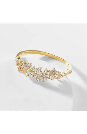Nadri Freya Crystal Flower Hinge Bracelet - Gold
