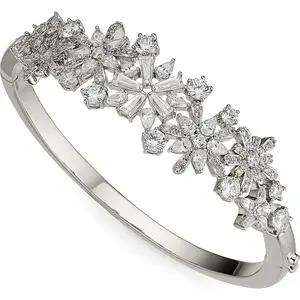 Nadri Freya Crystal Flower Hinge Bracelet - Rhodium