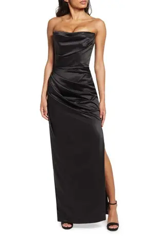 House Of Cb Adrienne Strapless Gown - Black