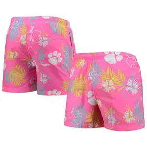 FOCO Clemson Tigers Neon Floral Swim Trunks - Pink
