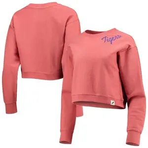 LEAGUE COLLEGIATE WEAR Clemson Tigers Corded Timber Cropped Pullover Sweatshirt - Orange