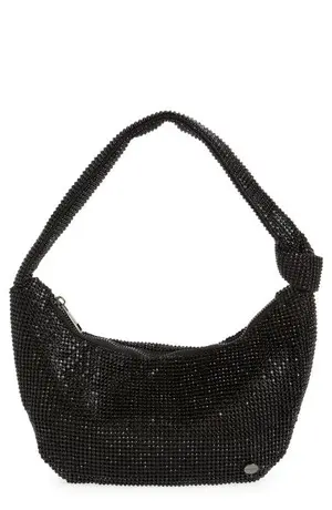 OLGA BERG Jessica Crystal Croissant Bag - Black