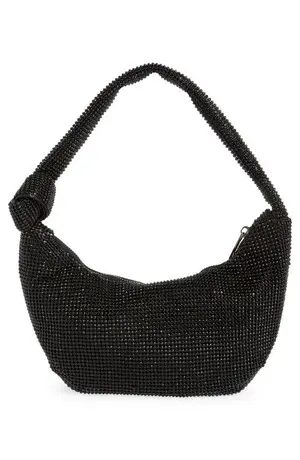 OLGA BERG Jessica Crystal Croissant Bag - Black