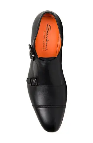 Santoni Daemons Double Monk Strap Shoe - Black