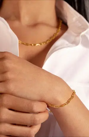 Monica Vinader Deco Paper Clip Chain Bracelet - Yellow Gold
