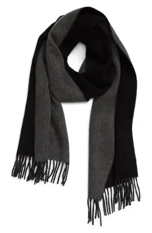 ANDREW STEWART Double Face Cashmere Scarf - Black Grey