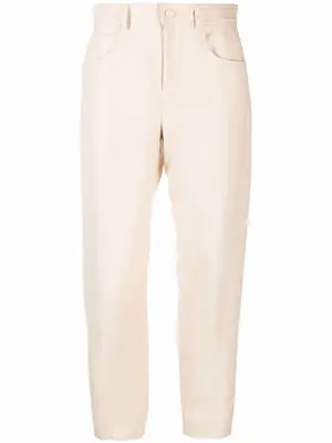 Stella McCartney Faux Leather Straight Leg Trousers - Neutrals
