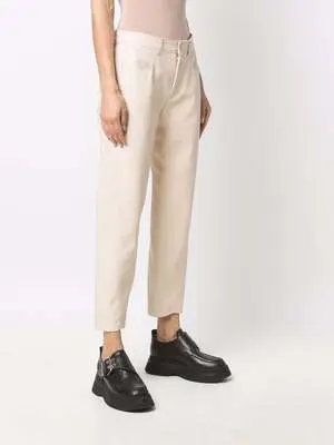 Stella McCartney Faux Leather Straight Leg Trousers - Neutrals