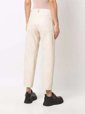 Stella McCartney Faux Leather Straight Leg Trousers - Neutrals