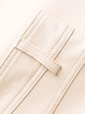 Stella McCartney Faux Leather Straight Leg Trousers - Neutrals