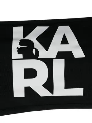 Karl Lagerfeld Logo-print Bandeau Bikini Top