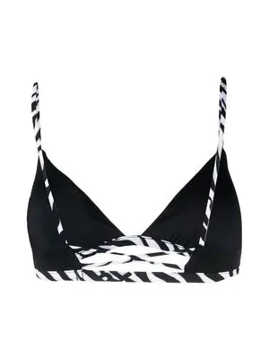 Karl Lagerfeld Logo Zebra-trim Bikini Top