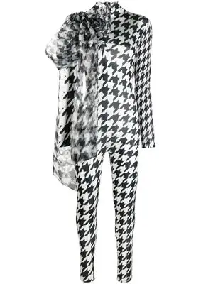ATU BODY COUTURE Luna Houndstooth-print Jumpsuit - Black