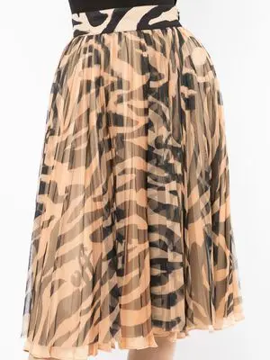 Off-White Zebra-print Flared Skirt - Brown