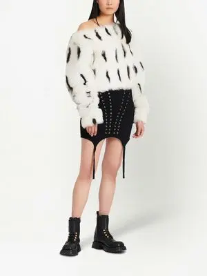 Balmain Lace-up Knit Mini Skirt
