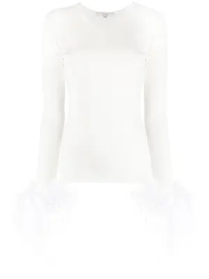 MANURI Elektra Feather-trim Blouse - White