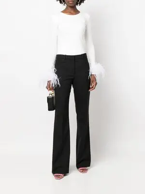 MANURI Elektra Feather-trim Blouse - White