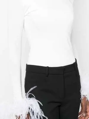 MANURI Elektra Feather-trim Blouse - White