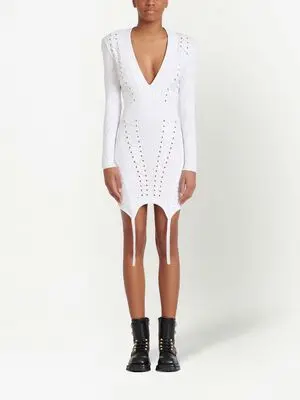 Balmain Lace-up Detail Knitted Dress