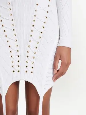 Balmain Lace-up Detail Knitted Dress