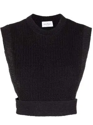 FERRAGAMO Intarsia-knit Cropped Top