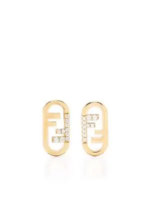 Fendi O'lock Crystal-embellished Earrings - Gold