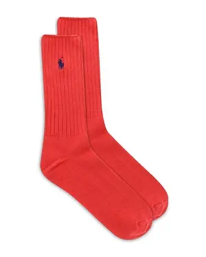 Ralph Lauren Cotton Ribbed Crew Socks Red