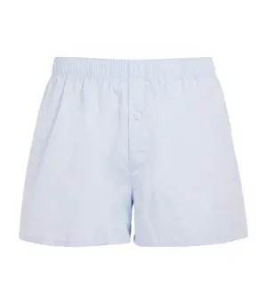 Hanro Cotton Woven Boxer Shorts - Blue