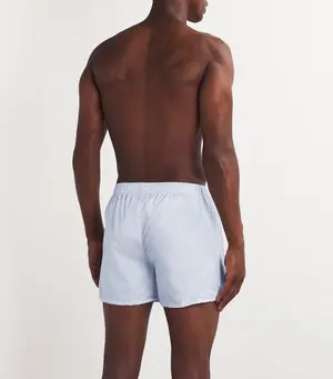 Hanro Cotton Woven Boxer Shorts - Blue