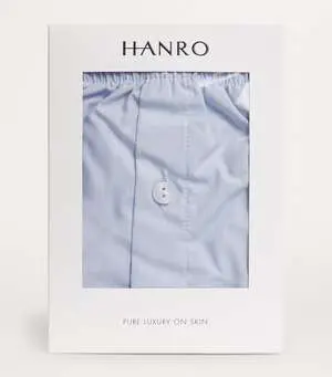 Hanro Cotton Woven Boxer Shorts - Blue