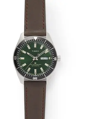 Timex® Waterbury Dive Automatic 40mm Stainless Steel And Leather Watch