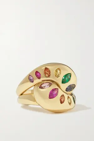 Brent Neale Knot 18-karat Sapphire And Emerald Ring - Gold