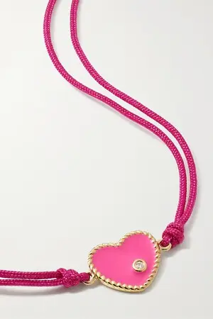 Yvonne Léon 9-karat Gold, Cord, Enamel And Diamond Necklace