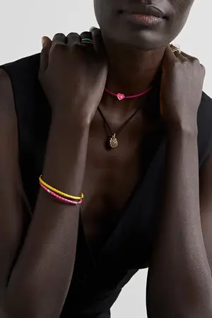 Yvonne Léon 9-karat Gold, Cord, Enamel And Diamond Necklace