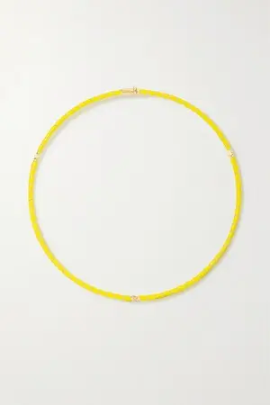 Yvonne Léon 9-karat Gold, Enamel And Diamond Necklace - Yellow
