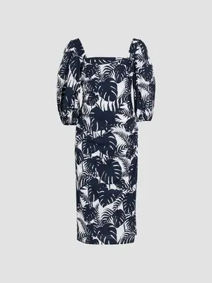 MICHELLE SMITH X Saks Gemma Balloon-sleeve Midi-dress