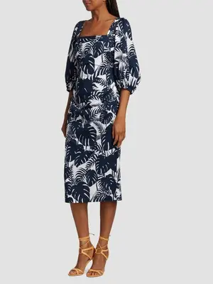 MICHELLE SMITH X Saks Gemma Balloon-sleeve Midi-dress