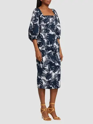 MICHELLE SMITH X Saks Gemma Balloon-sleeve Midi-dress