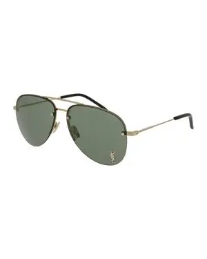 Saint Laurent Saint Laurent Classic 11 Aviator Sunglasses Gold/green