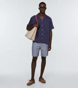 Frescobol Carioca Felipe Linen And Cotton Shorts - Blue