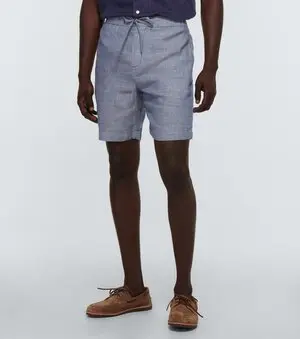 Frescobol Carioca Felipe Linen And Cotton Shorts - Blue