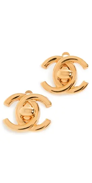 WHAT GOES AROUND COMES AROUND Chanel Turnlock Earrings Medium