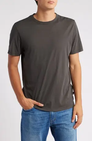 7 For All Mankind Feather Weight Crewneck T-shirt Dark Grey
