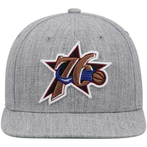 Mitchell & Ness Heathered Gray Philadelphia 76ers Hardwood Classics Team 2.0 Snapback Hat