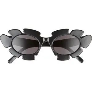 Loewe 47mm Oval Sunglasses - Shiny Black / Smoke